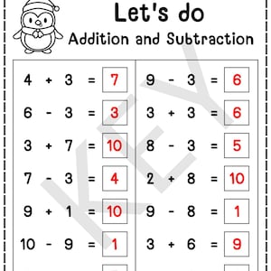 20 Printable Addition and Subtraction to 10 Worksheets – Fill in the ...