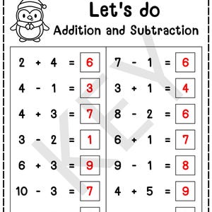 20 Printable Addition and Subtraction to 10 Worksheets – Fill in the ...