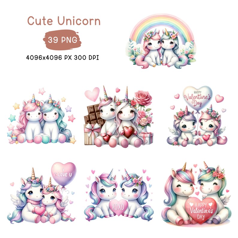 Cute Unicorn Clipart, Unicorn Valentines Clipart, Magic Unicorn ...