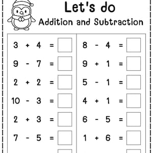 20 Printable Addition and Subtraction to 10 Worksheets – Fill in the ...