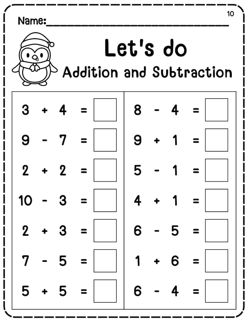 20 Printable Addition and Subtraction to 10 Worksheets – Fill in the ...