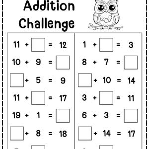 20 Printable Find the Missing Addends and Sums (numbers 1–20 ...
