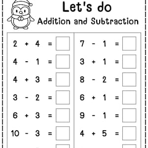 20 Printable Addition and Subtraction to 10 Worksheets – Fill in the ...