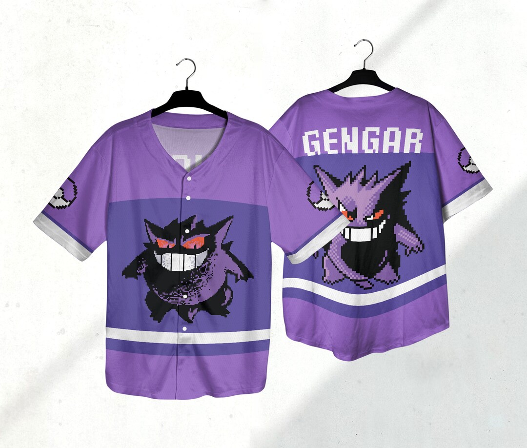 Gengar Baseball Jersey Shirt Gengar 8bit Style Anime Gengar Shirt Gift ...