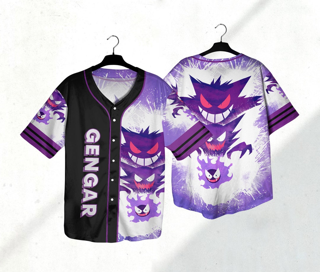 Gengar Baseball Jersey Shirt Ghost Gengar Jersey Japanese Anime ...