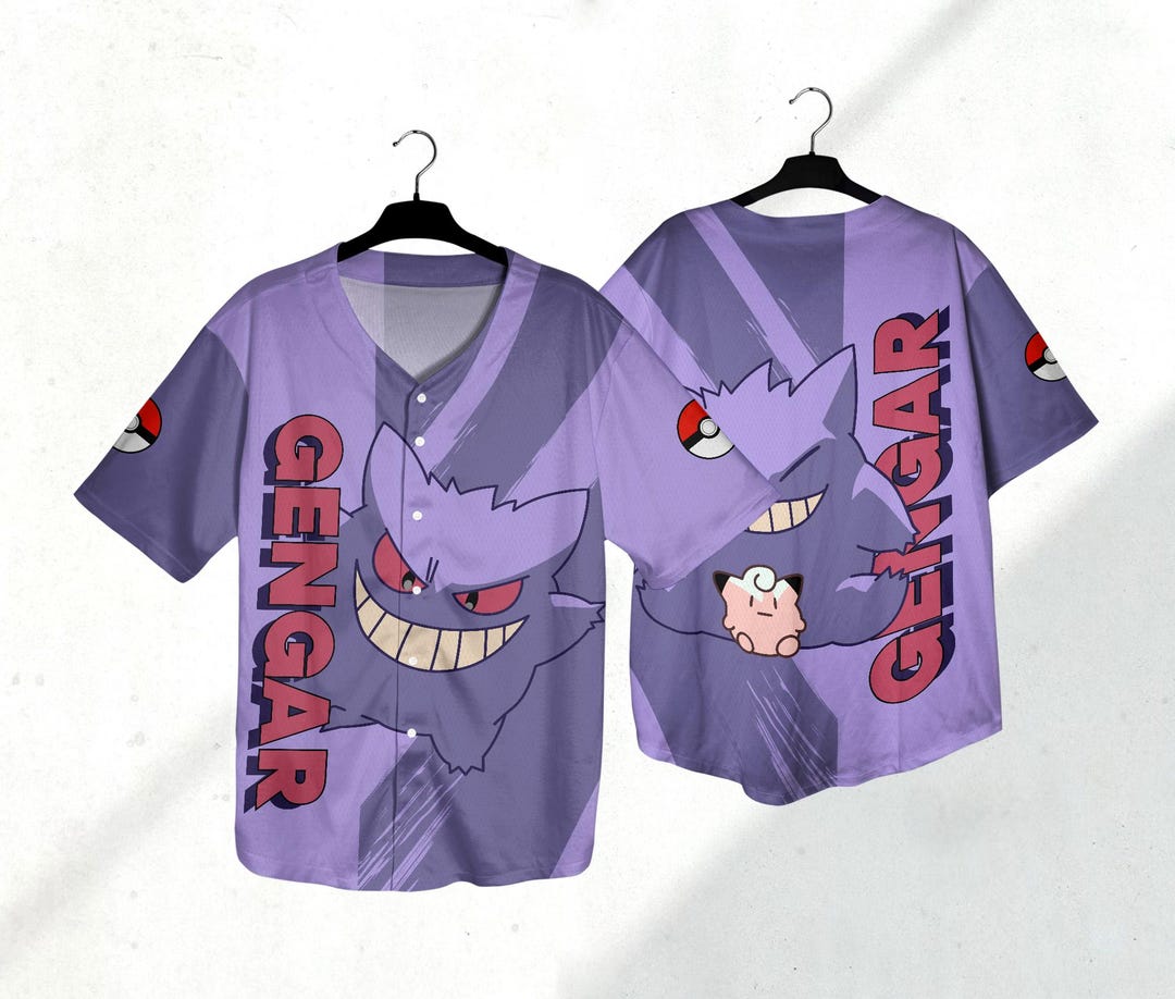 Gengar Baseball Jersey Shirt Japanese Anime Jersey Shirt Gengar ...