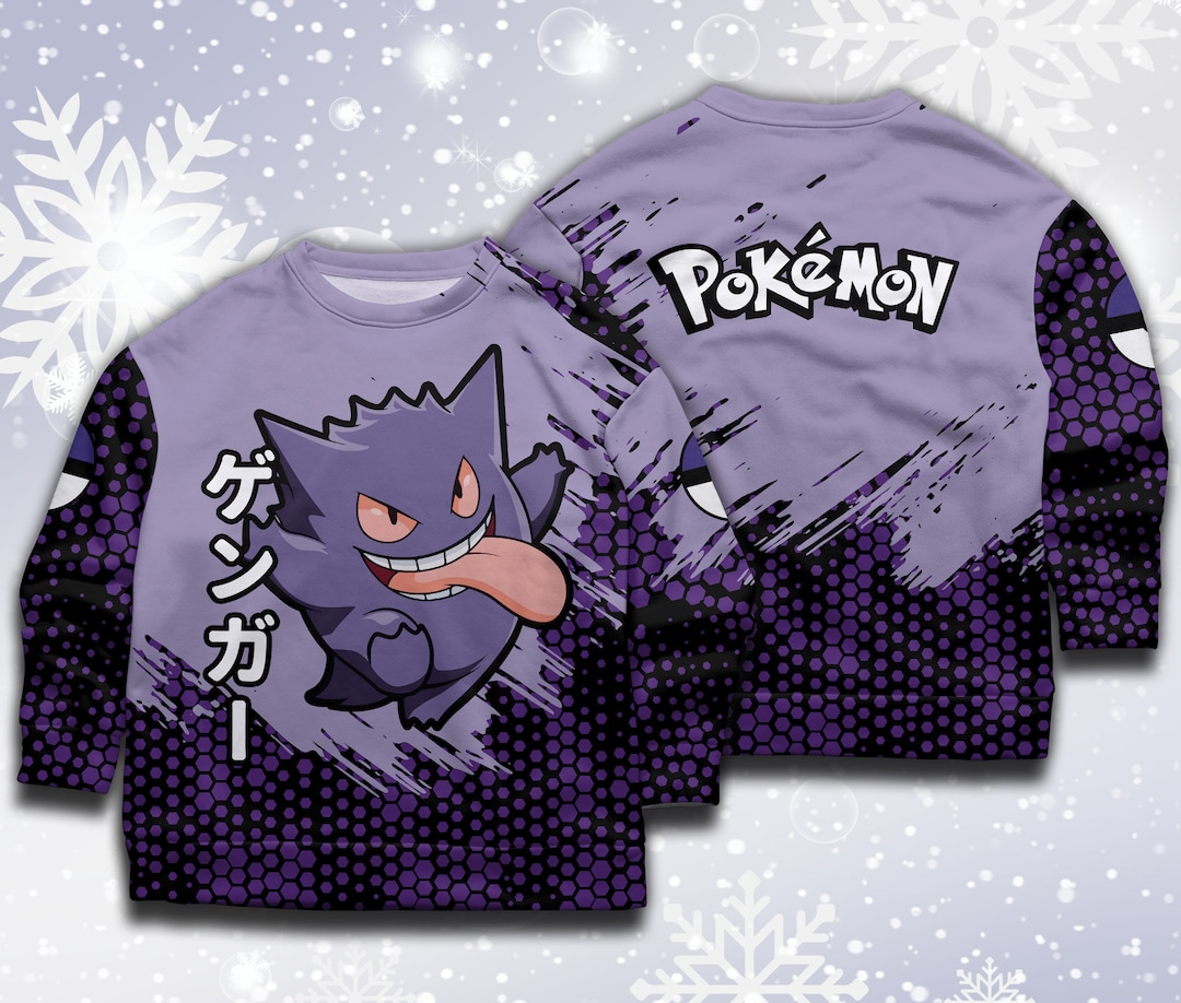 Gengar Sweatshirt Ghost Gengar Japanese Anime Sweatshirt Cute Gengar ...