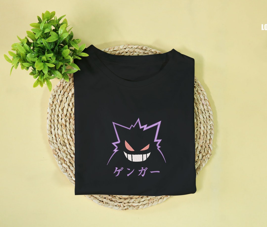 Gengar Embroidery Unisex T-shirt Gengar Embroidery Kawaii Shirt Gifts ...