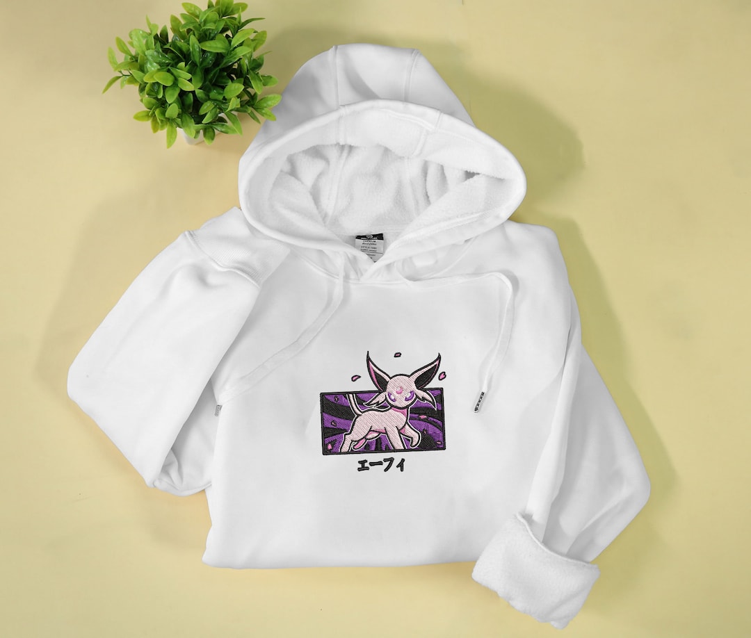 Espeon Embroidered Hoodie Espeon Embroidered Sweatshirt Gift - Etsy