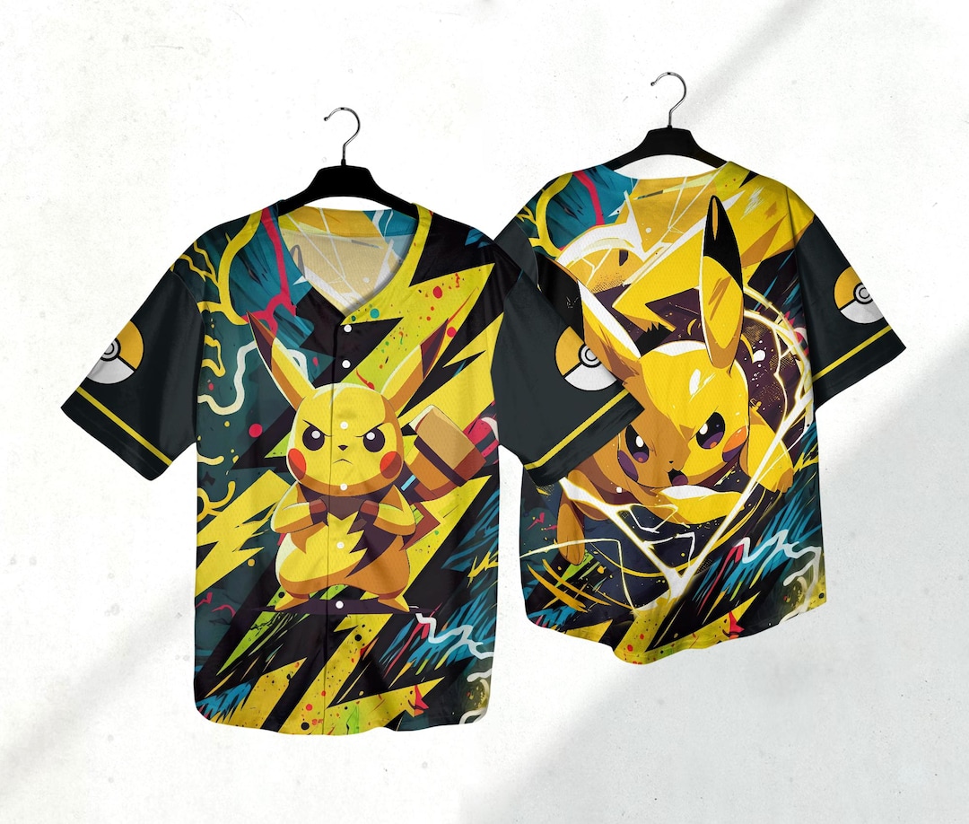 Pikachu Baseball Jersey Shirt Japanese Anime Baseball Jersey Gift - Etsy
