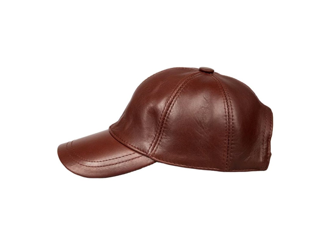 Chocolate Brown Leather Baseball Cap, Brown Leather Cap, Men Leather ...
