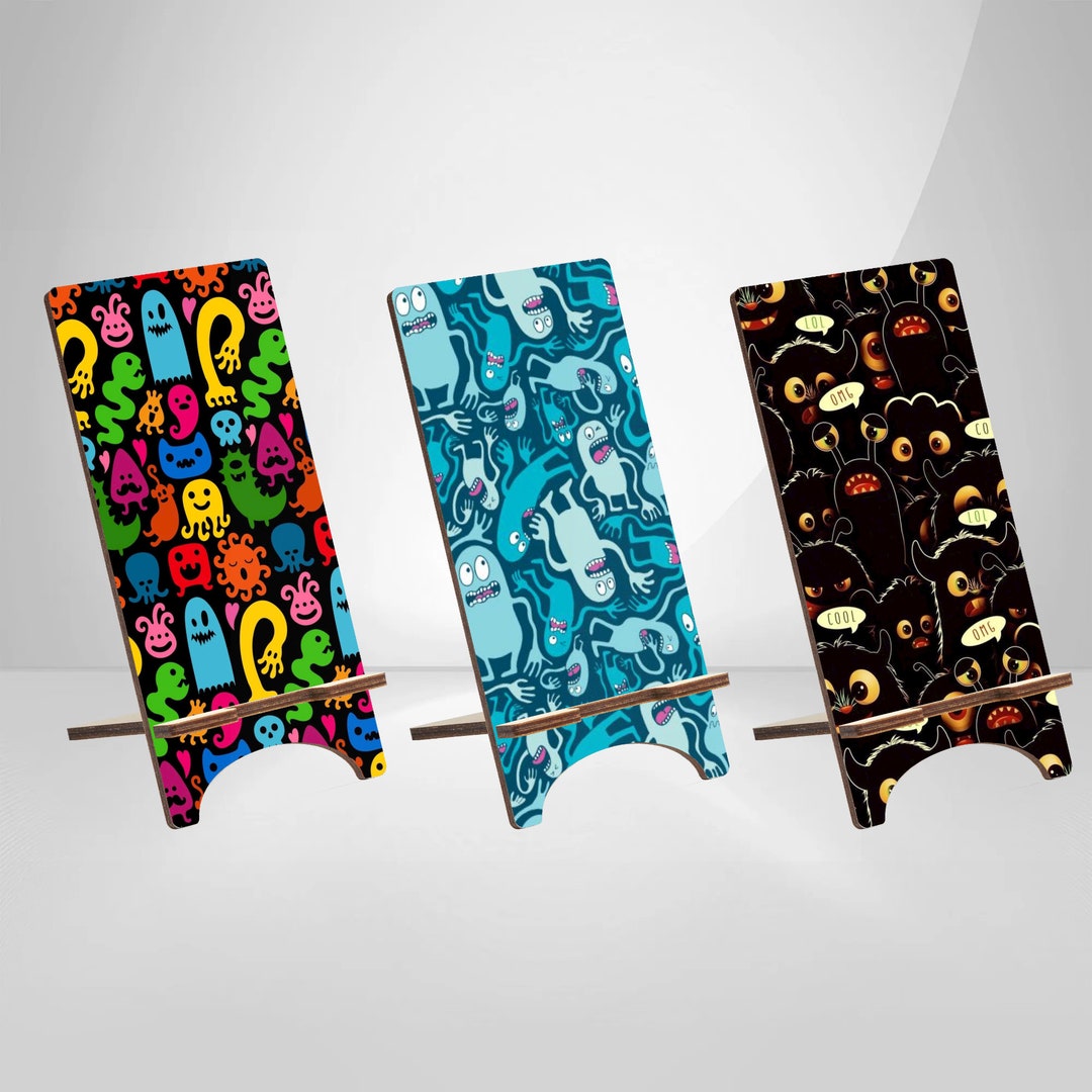 Demons Wood Phone Stand, Monsters Holder for iPhone 14 13 12 11 Pro Max ...