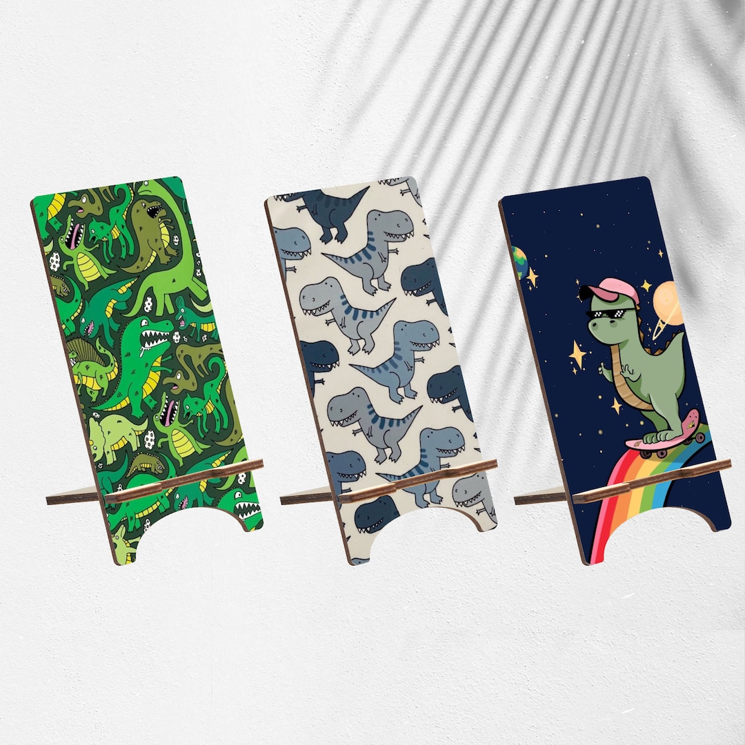 Angry Dino Wood Phone Stand, Dinosaur Rex Holder for iPhone 14 13 12 11 ...