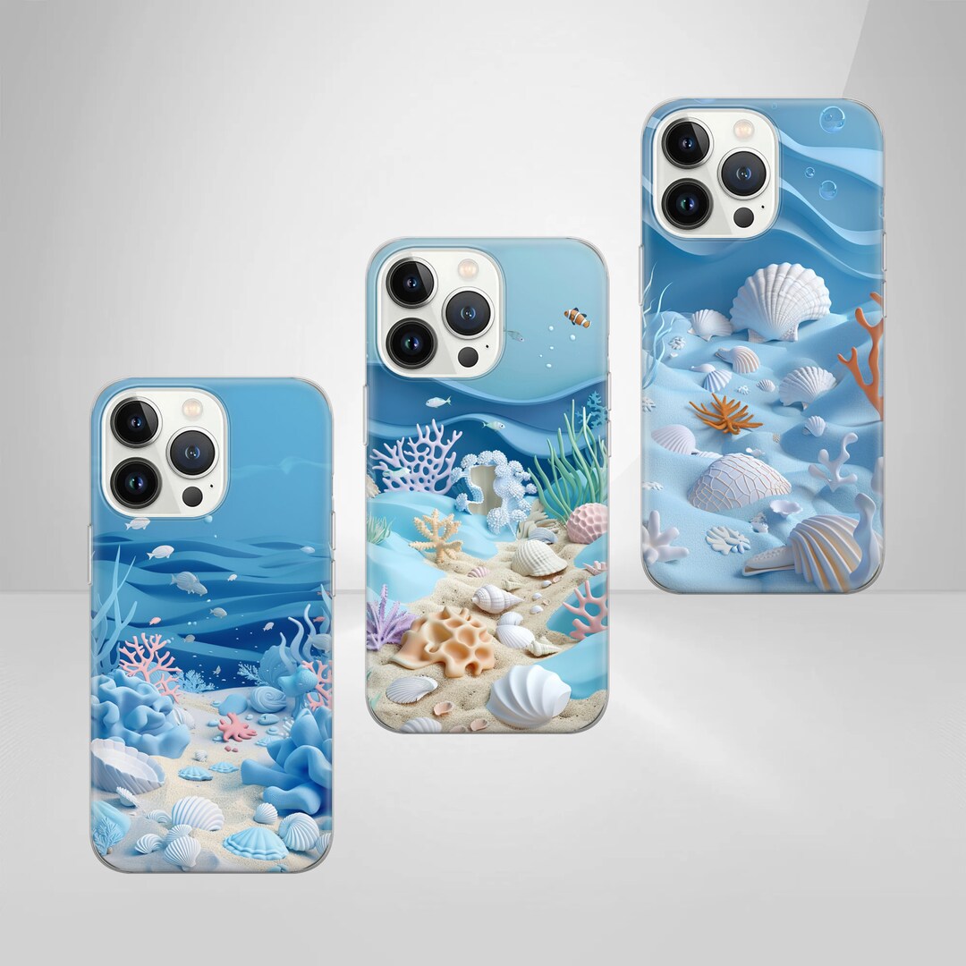 Deep Sea Phone Case Coral Reef Cover for iPhone 16 Pro, 15, 14, 13, 12 ...