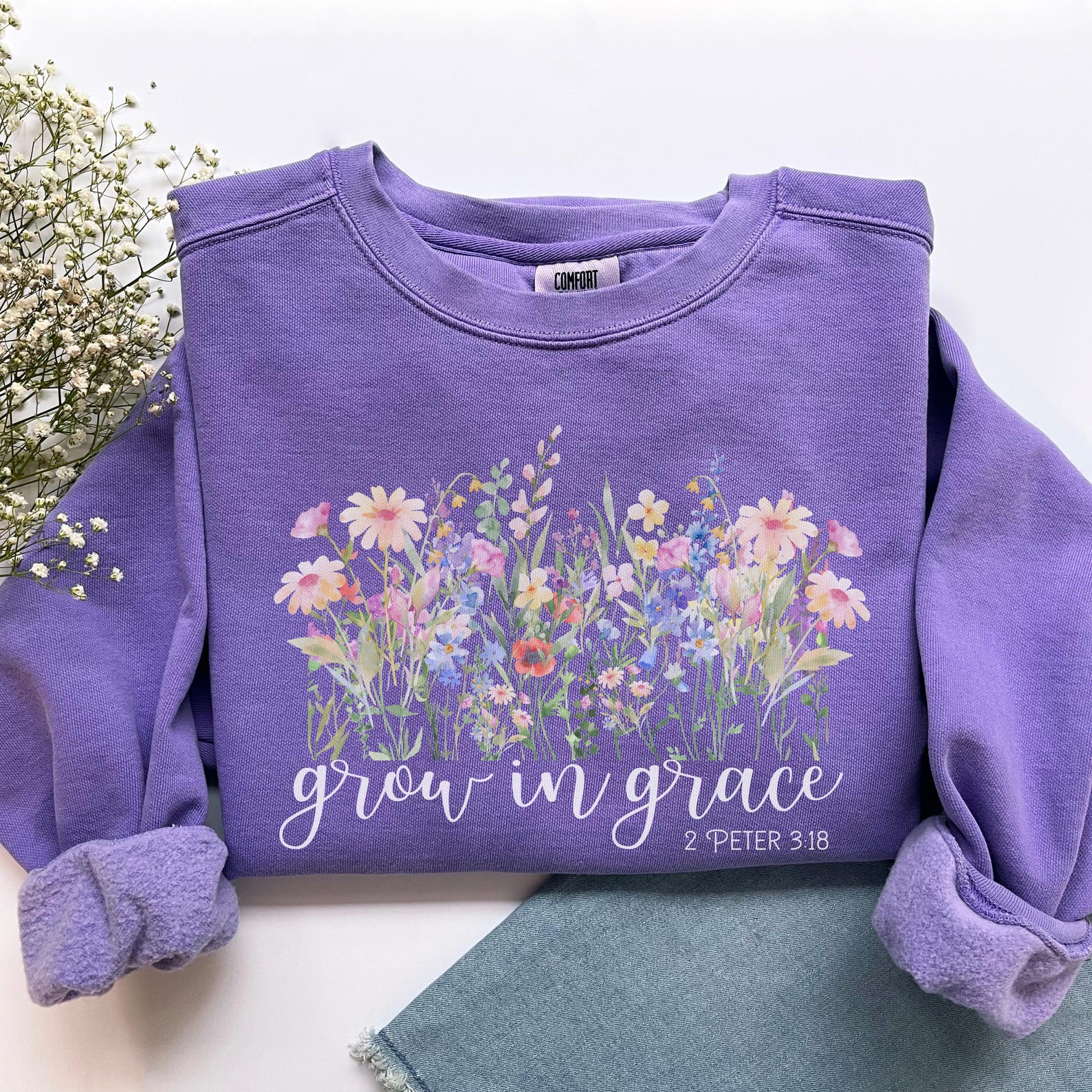 Camiseta "Crece en la Gracia", Camiseta con estampado de flores ...