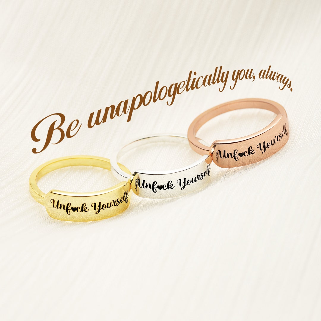 Unfck Yourself Ring, Dainty Bar Rings, Stainless Steel Rings, Circle Ring, Rings for Myself ...