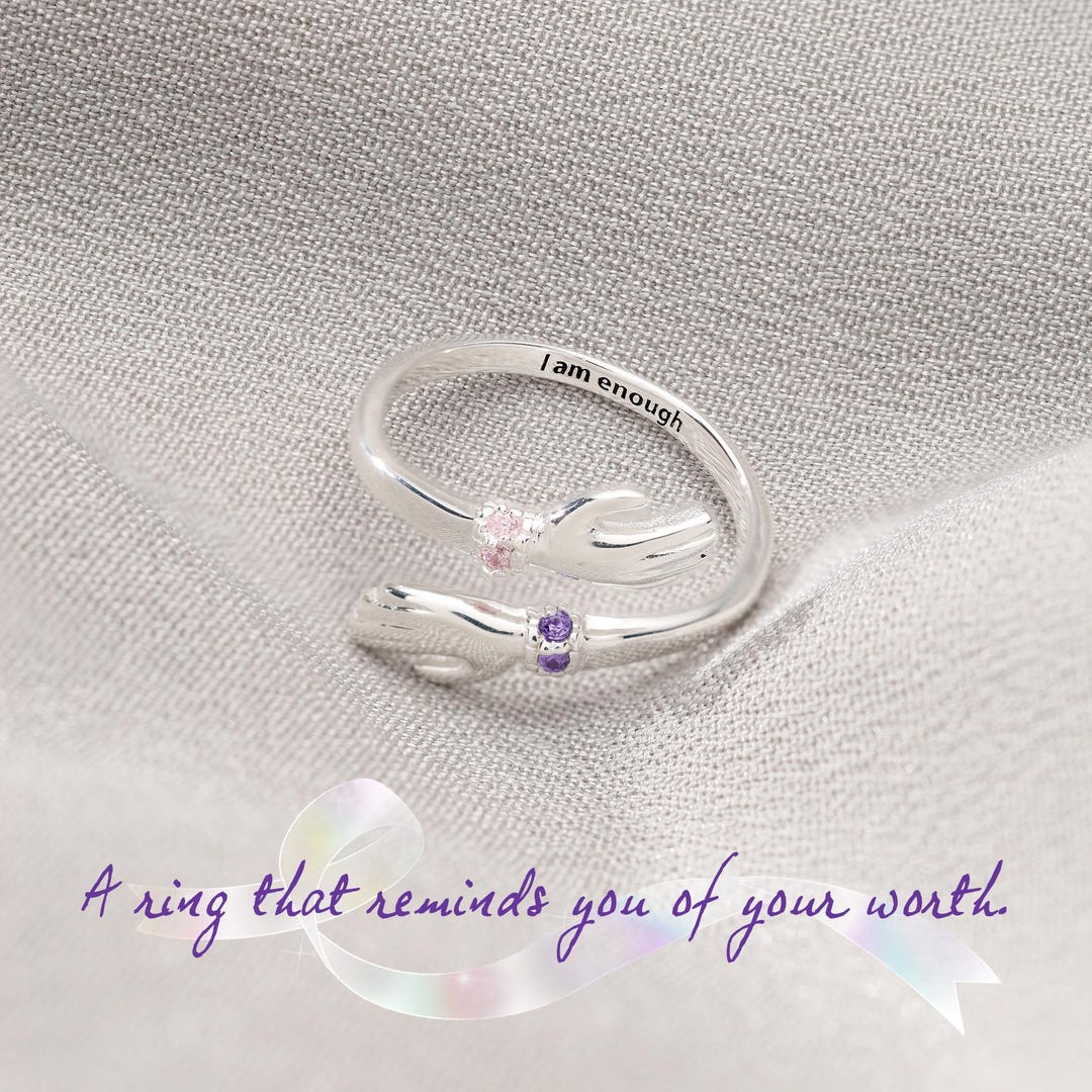 Statement Engraved Ring, Hug I Am Enough Ring, Inspirational Ring, Gift ...