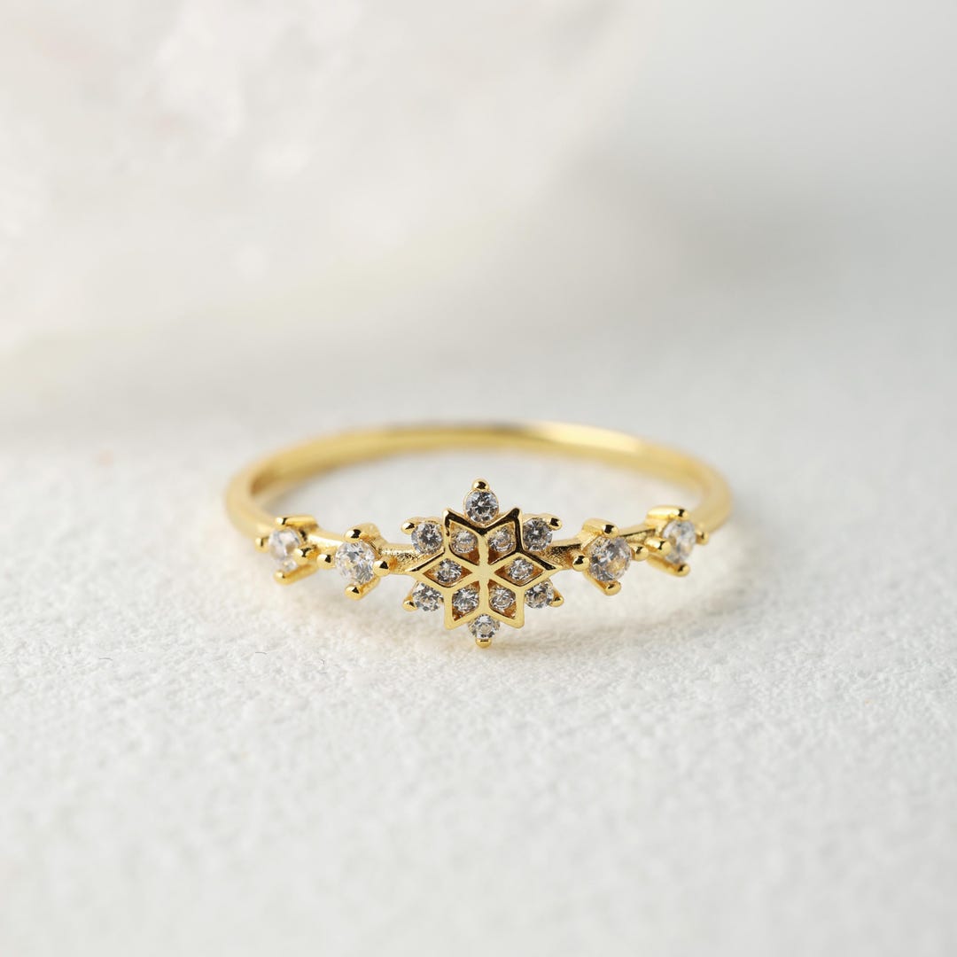Snowflake Ring, Sterling Silver Snow Ring, Christmas Gift for Her ...