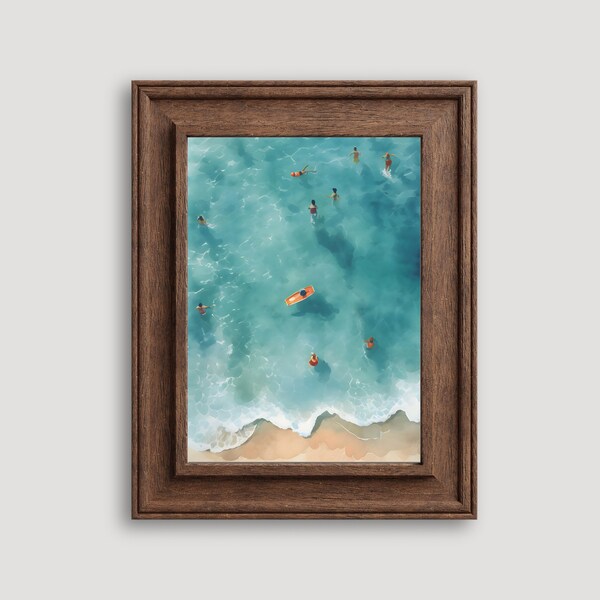 Tiny People Swimming Art - Etsy