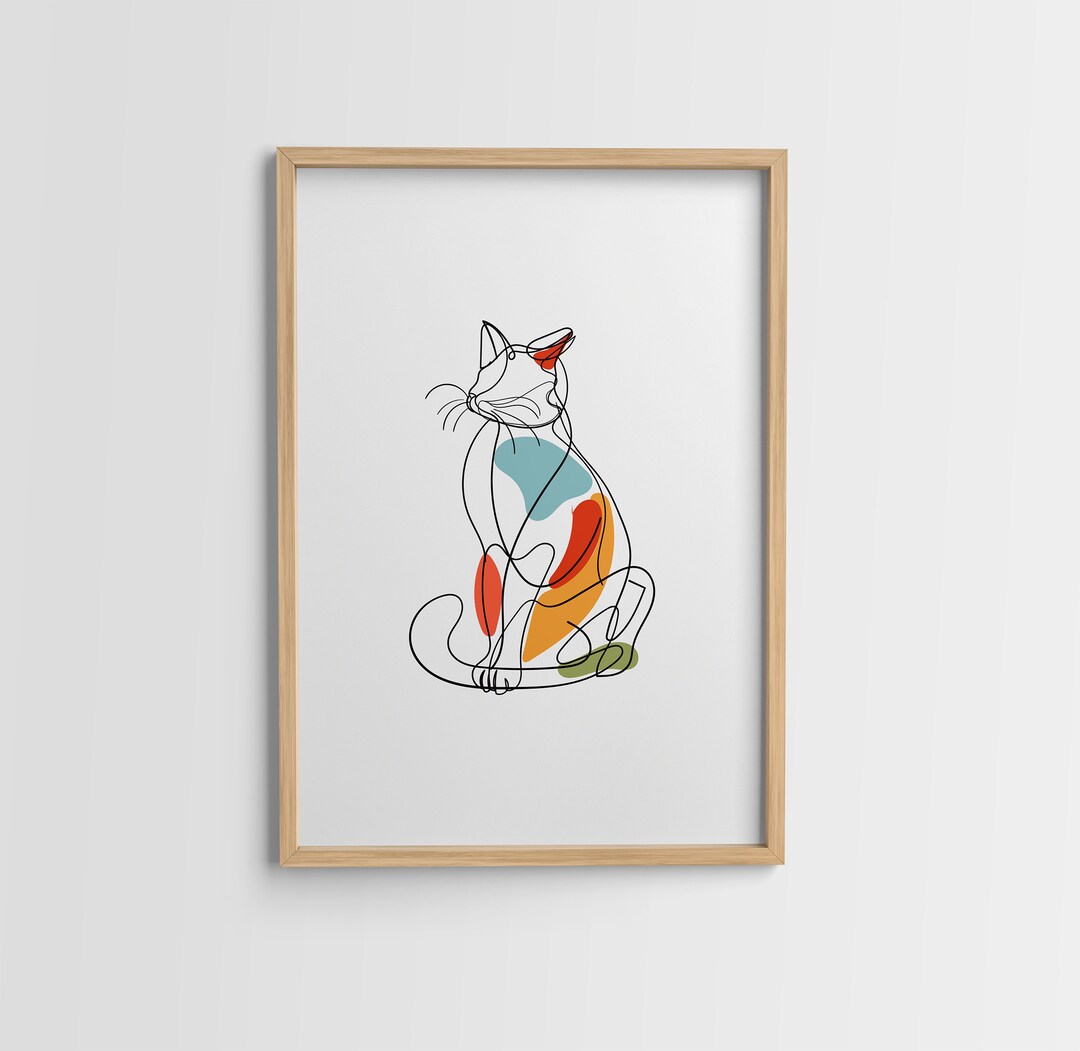 Minimalist Cat Line Art, Cat Print, Vector File, Cat Line Art, Line Art ...