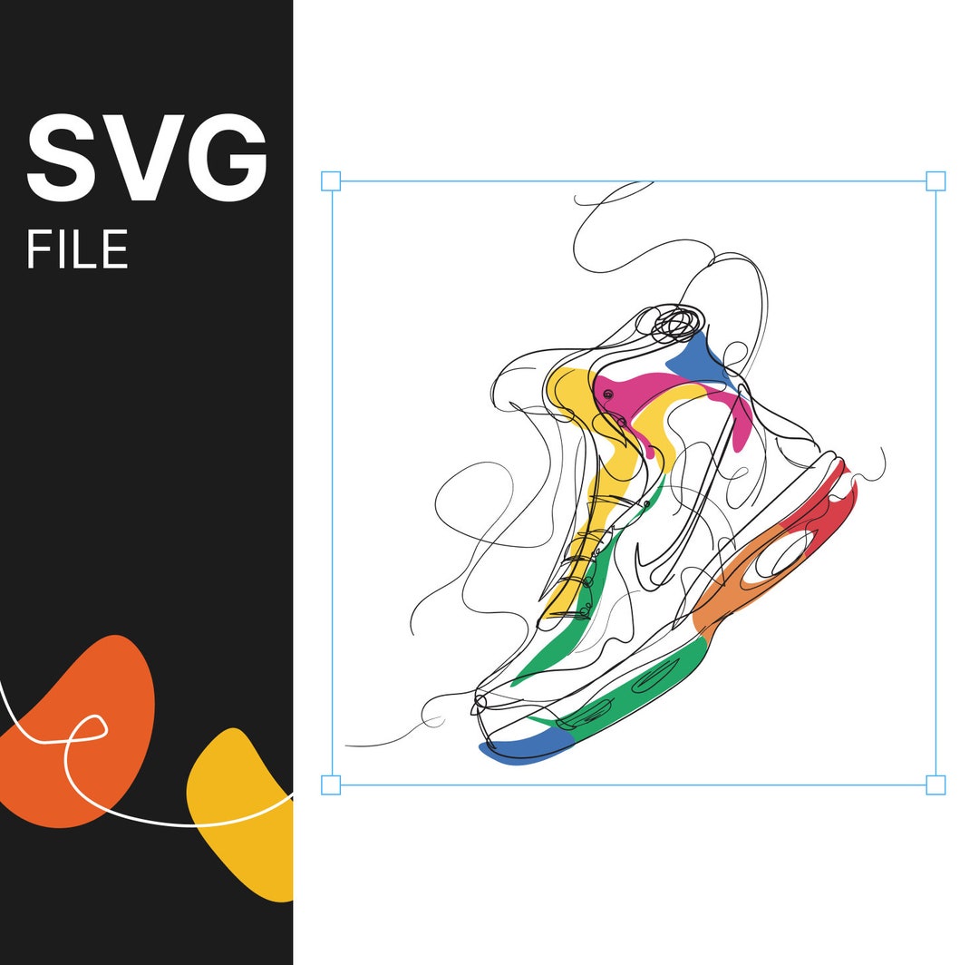 Minimalist Line Print, Vector File, Colorful Line Art, Line Art, Shoe ...