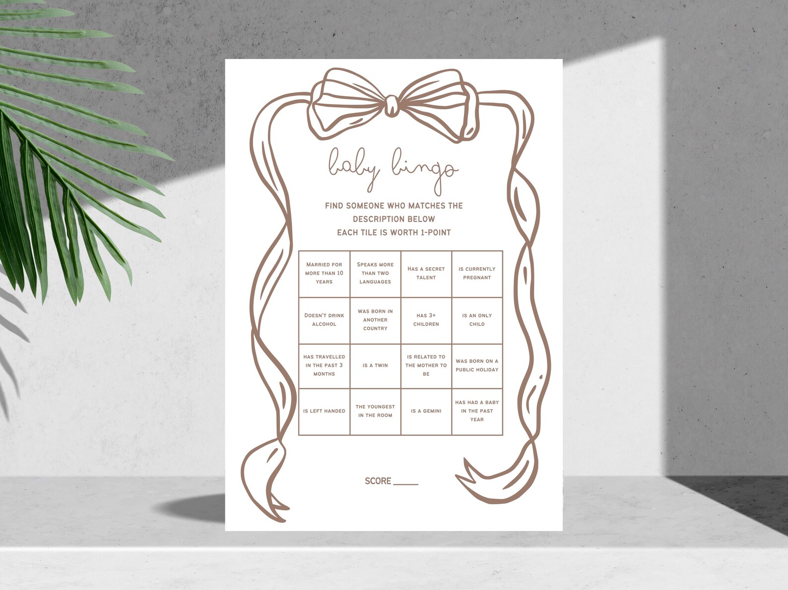 Ultimate Baby Shower Game Pack | Beige Bow Border | Gender Reveal Games ...