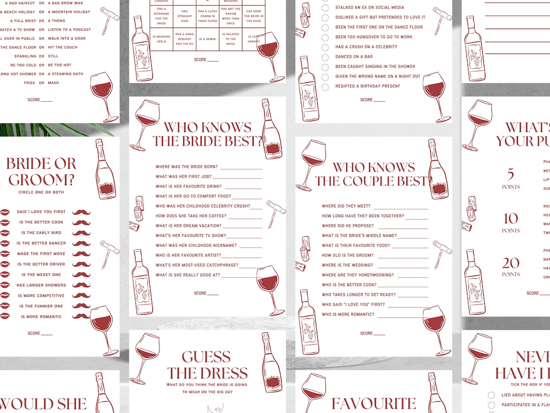 Ultimate Bridal Shower Game Pack | Vino Before Vows | Hens Party Games ...