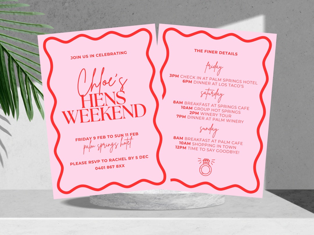 Printable Hens Weekend Invitation | Bridal Weekend Invitation | Canva ...
