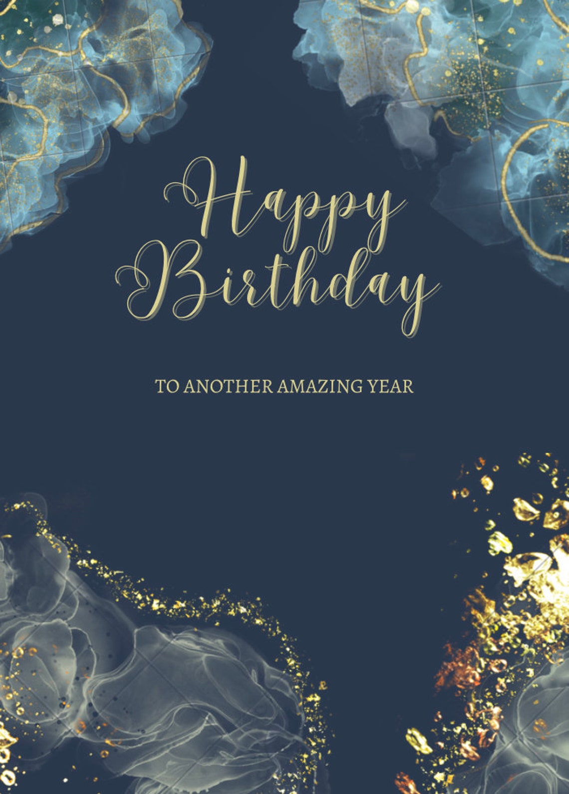 Blue Formal Birthday Card - Etsy