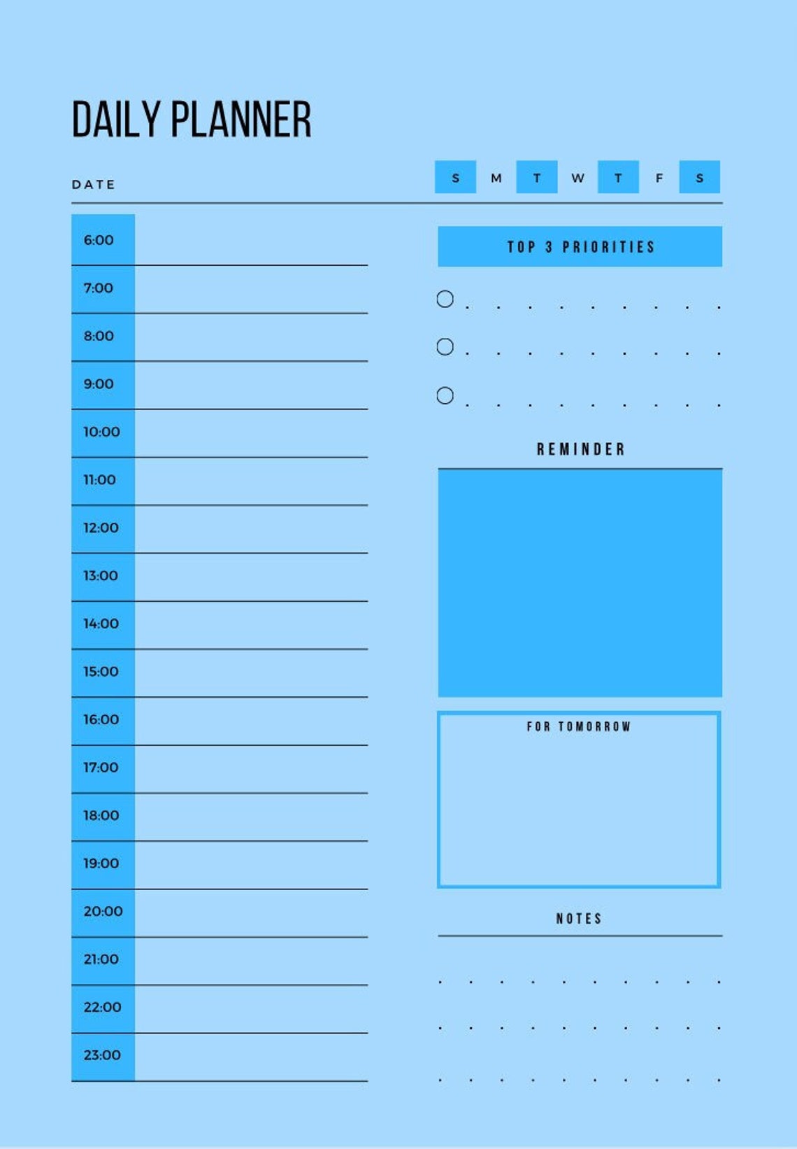 Blue and Green Daily Planner Template - Etsy