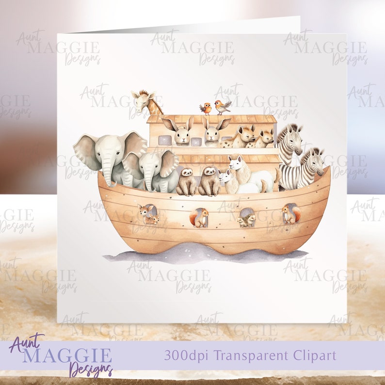 Noahs Ark Christening Clipart New Baby Sublimation Design, Pastel 1st ...