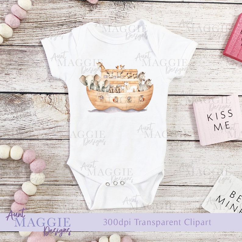 Noahs Ark Christening Clipart New Baby Sublimation Design, Pastel 1st ...