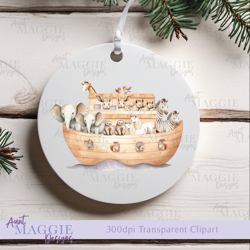 Noahs Ark Christening Clipart New Baby Sublimation Design, Pastel 1st ...