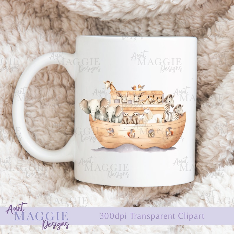 Noahs Ark Christening Clipart New Baby Sublimation Design, Pastel 1st ...