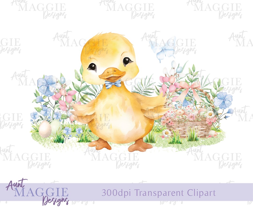 Spring Chick Clipart Easter Egg Garden Duckling Sublimation Design ...