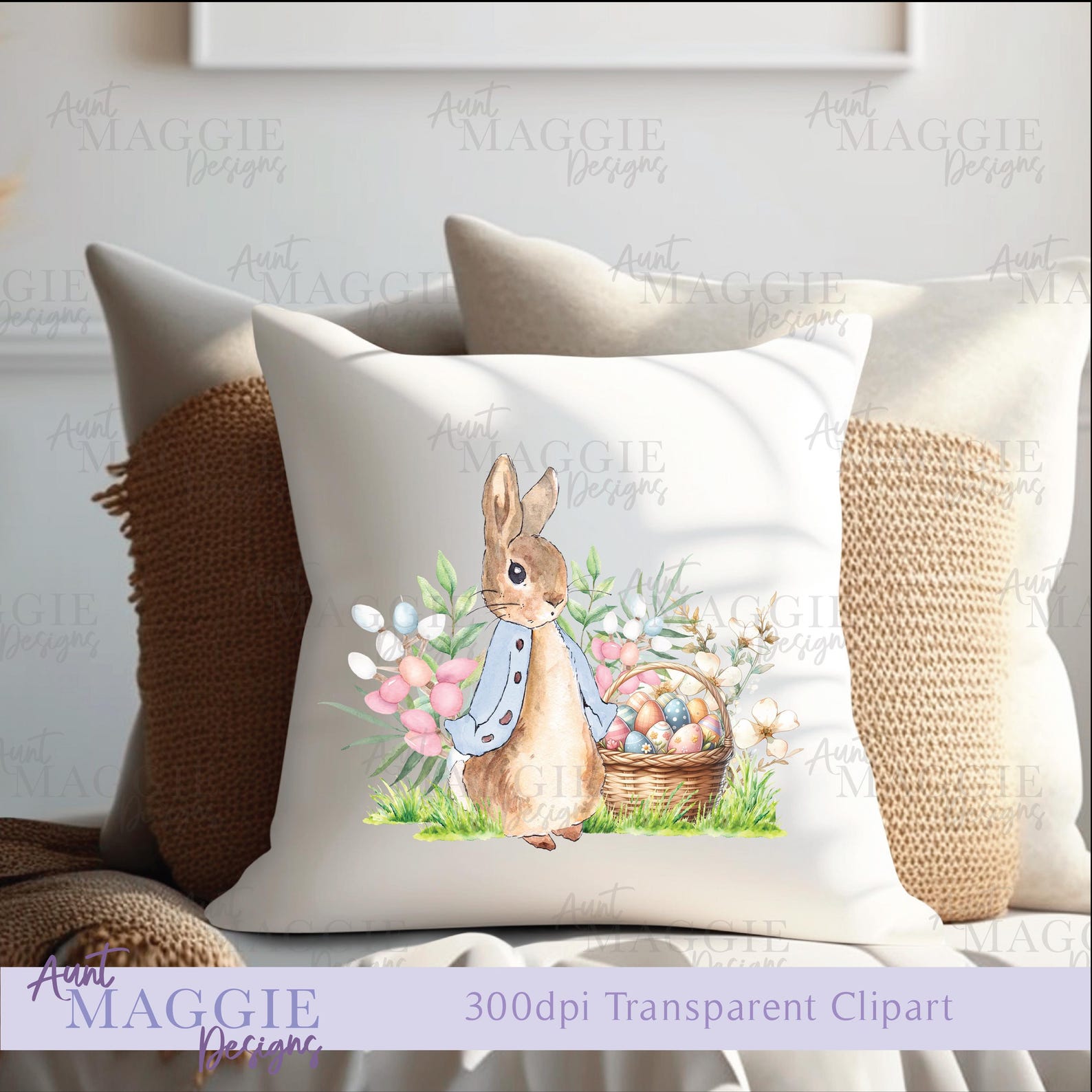 Peter Rabbit Clipart Sublimation Design, Flopsy Bunny, Easter Basket ...