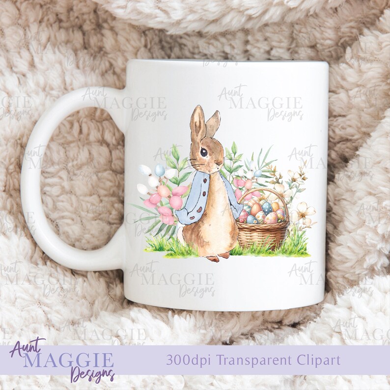 Peter Rabbit Clipart Sublimation Design, Flopsy Bunny, Easter Basket ...