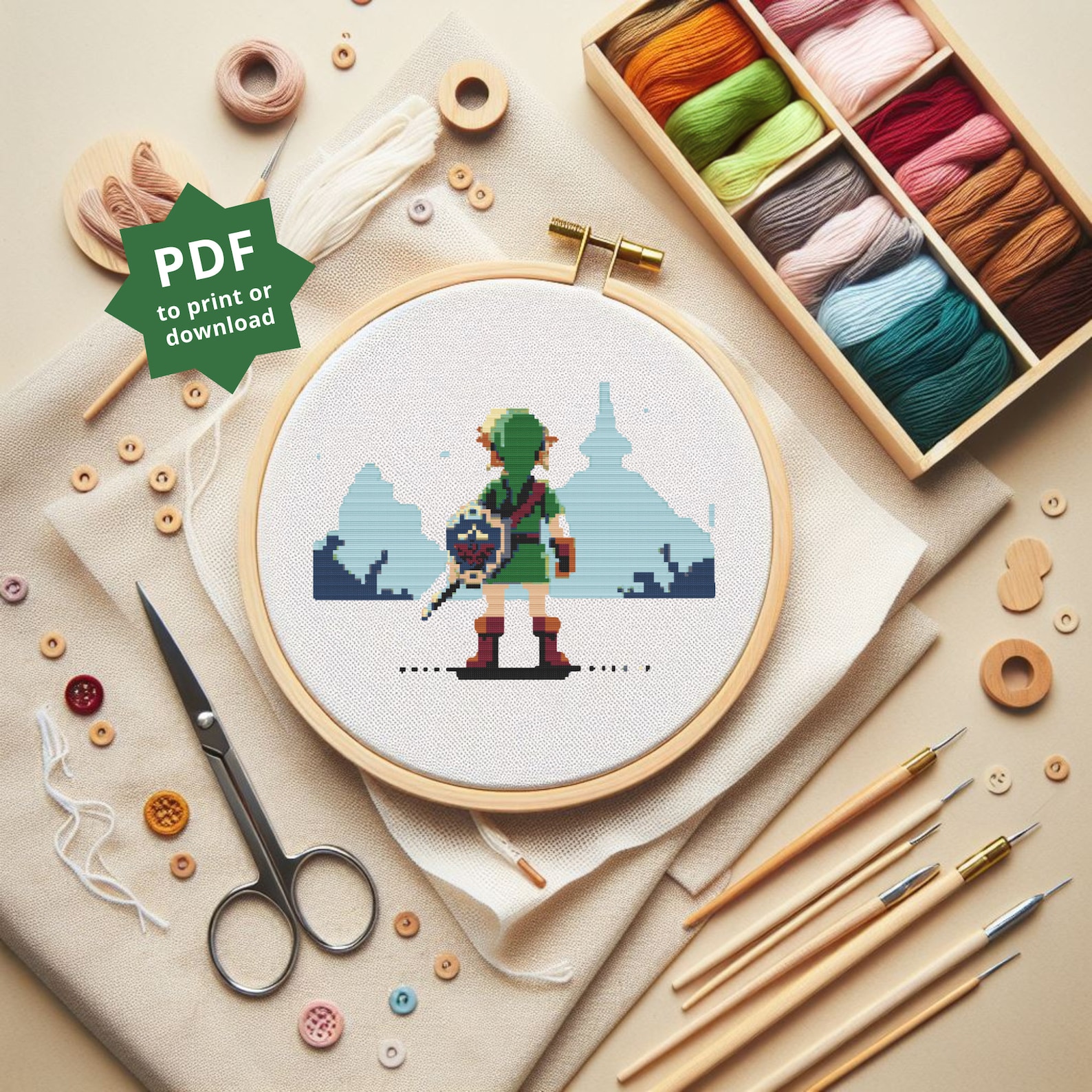 Link zelda Back Cross Stitch Pattern, DIY Embroidery Pattern, Instant ...