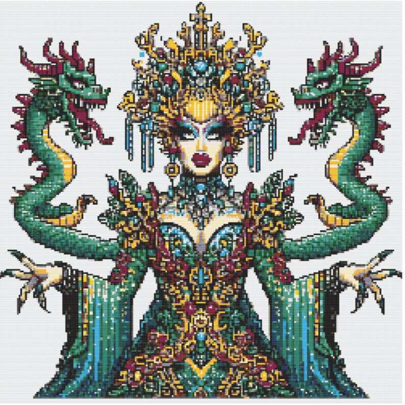 Drag Queen Dragon Cross Stitch Pattern, DIY Embroidery Pattern, Instant ...