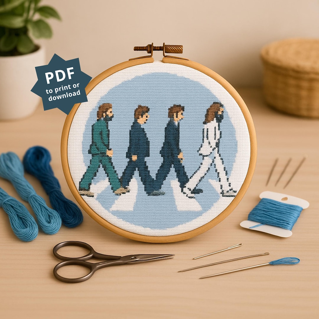 Beatles Abbey Road Cross Stitch Pattern: DIY Embroidery (PDF Download ...