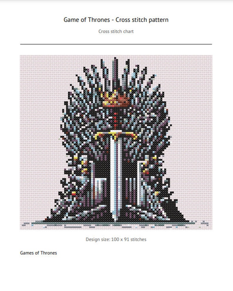 Game of Thrones Cross Stitch Pattern, DIY Embroidery Pattern, Instant Download Cross Stitch ...