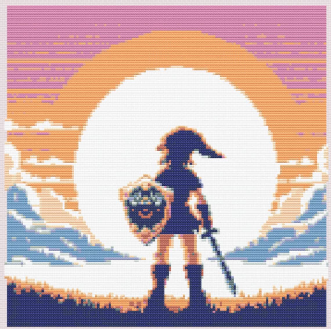 Link Sunset (from Zelda) Cross Stitch Pattern, DIY Embroidery Pattern ...