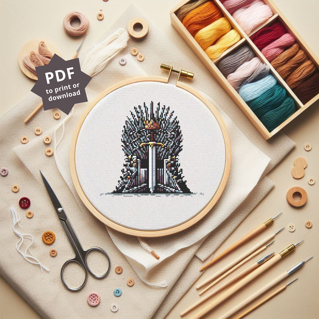 Game of Thrones Cross Stitch Pattern: Iron Throne DIY Embroidery ...