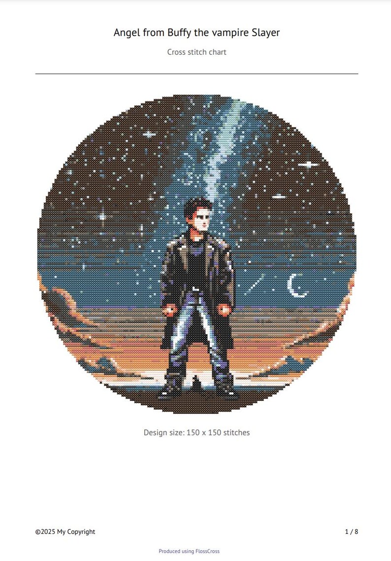 Angel Cross Stitch Pattern, Buffy the Vampire Slayer Embroidery (PDF ...