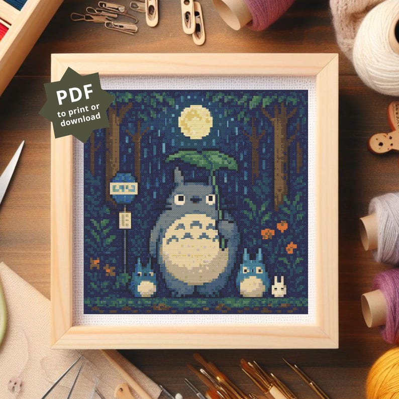 Totoro Magical Night Cross Stitch Pattern (ghibli Studio Universe): DIY ...