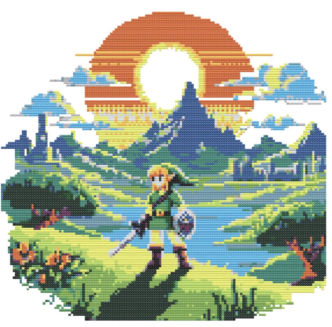 Zelda Landscape Cross Stitch Pattern: DIY Embroidery (digital Download ...