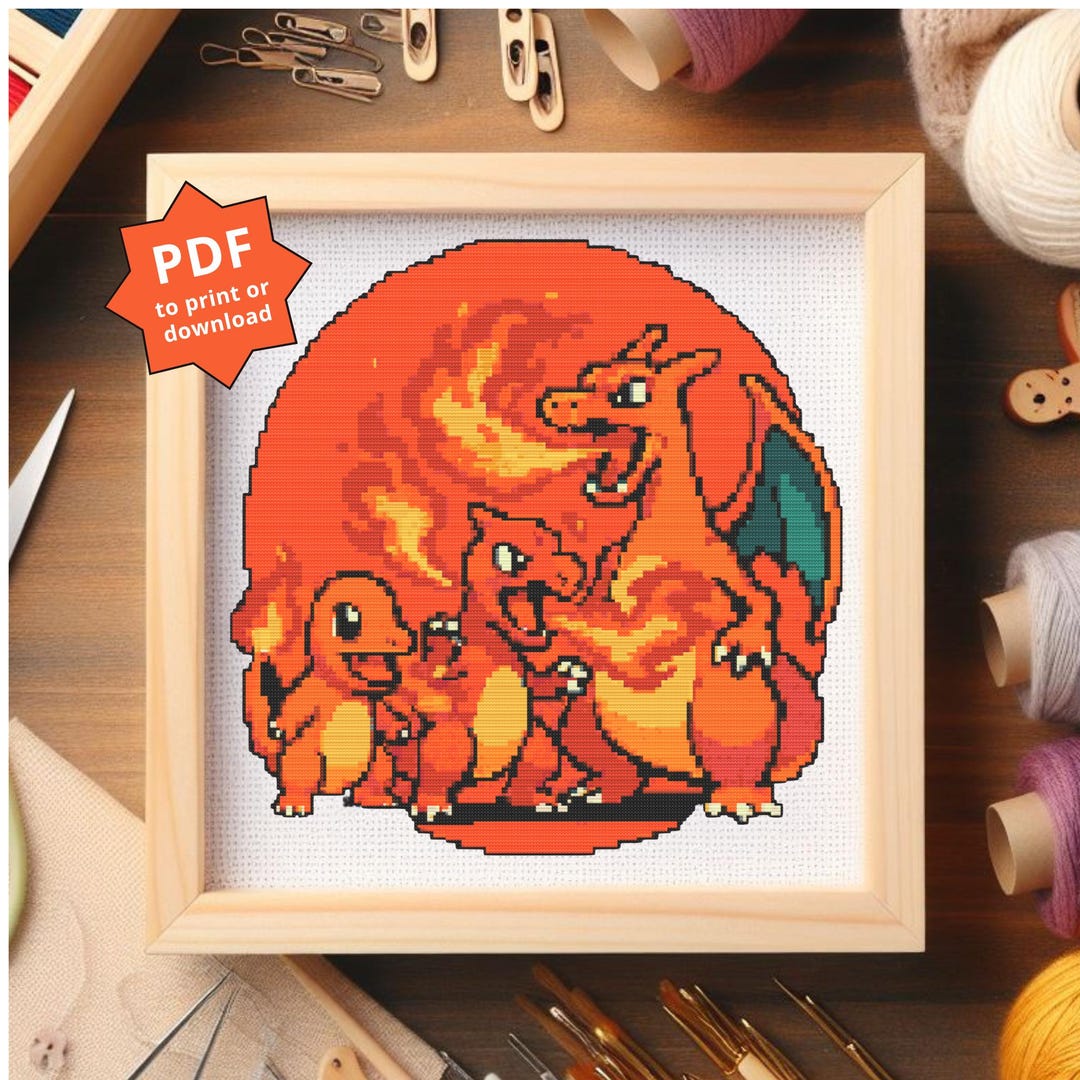 Charmander Evolution Cross Stitch Pattern (PDF Download) - Etsy