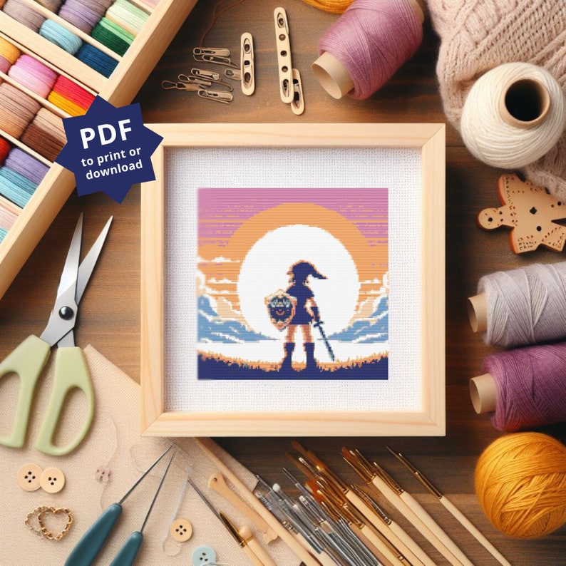 Link Sunset (from Zelda) Cross Stitch Pattern, DIY Embroidery Pattern ...