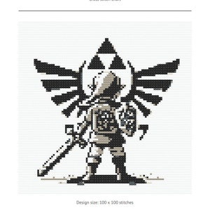 Link Black & White (zelda) Cross Stitch Pattern, DIY Embroidery Pattern ...