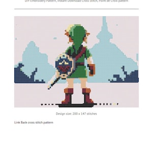 Link (zelda) Back Cross Stitch Pattern, DIY Embroidery Pattern, Instant ...